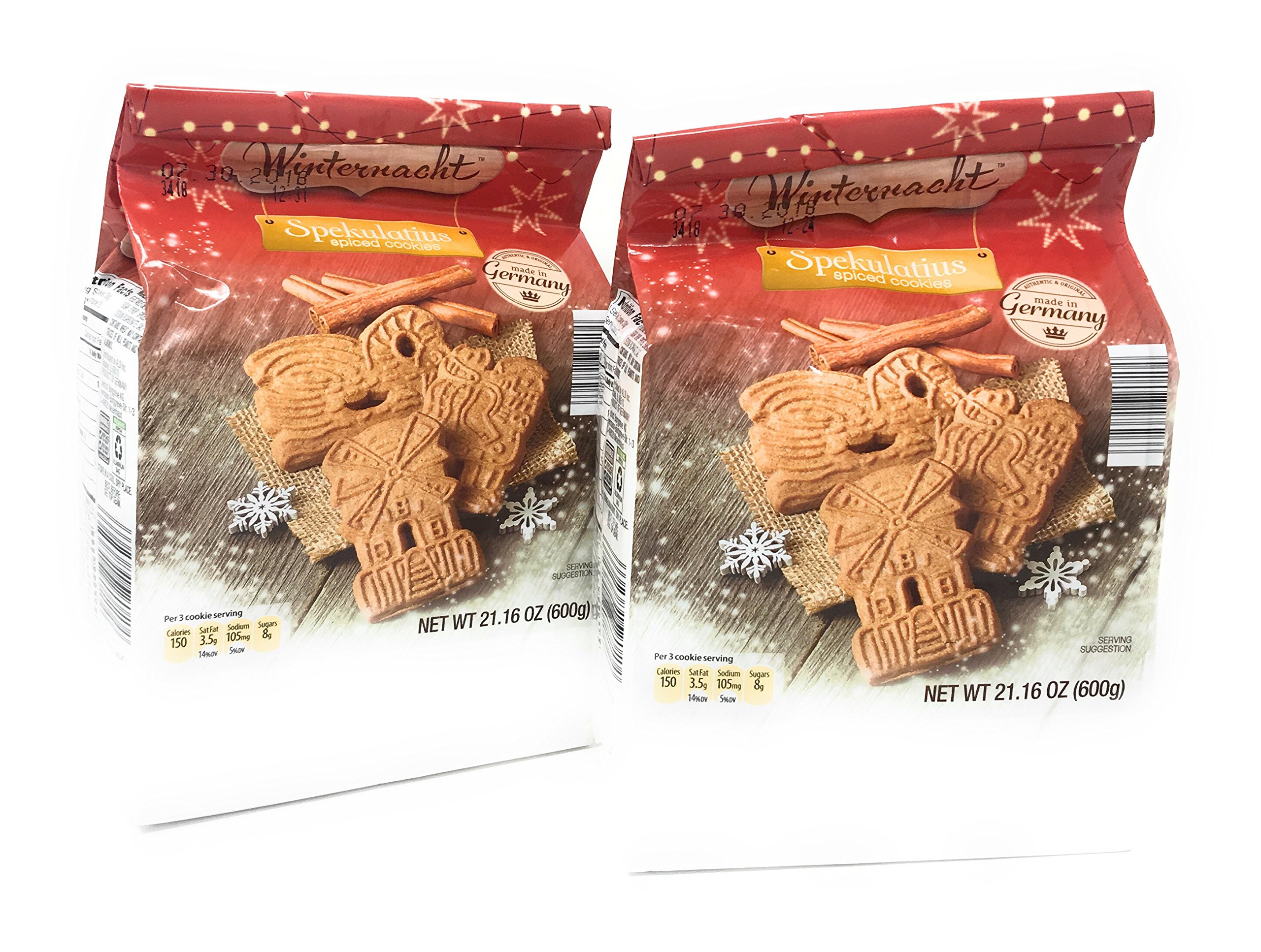 Spiced Cookies, Spekulatius Authentic German Holiday Cookies by Winternacht 600 grams (pack of 2)