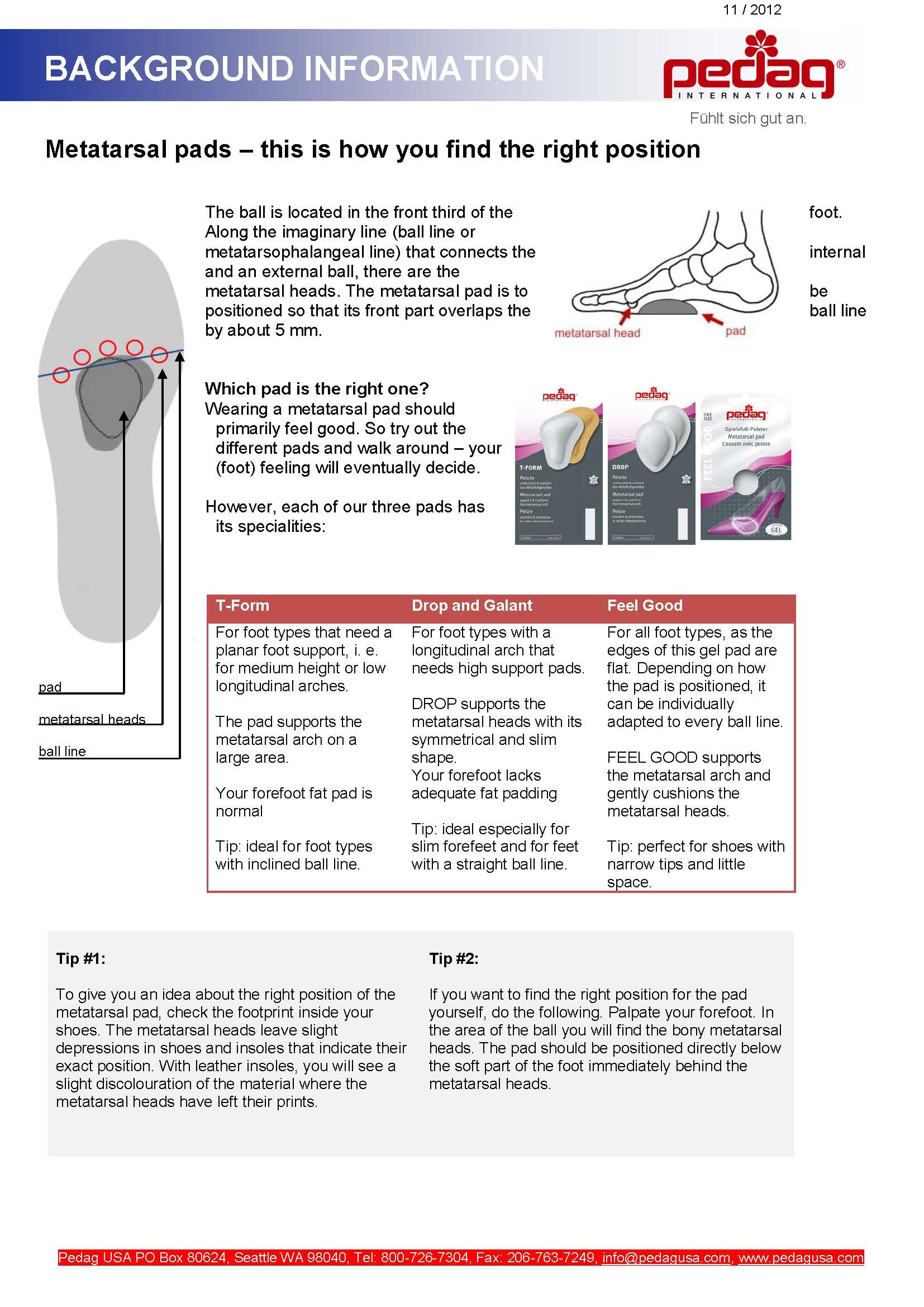 Pedag Drop | German Made | Metatarsal Pads | Anatomically Correct | Metatarsal Arch Support | Vegetable Tan Leather | Self Adhesive | White | Size X-Large, Fits EU 44-46 / US Men 11-13 | 1 Pairs