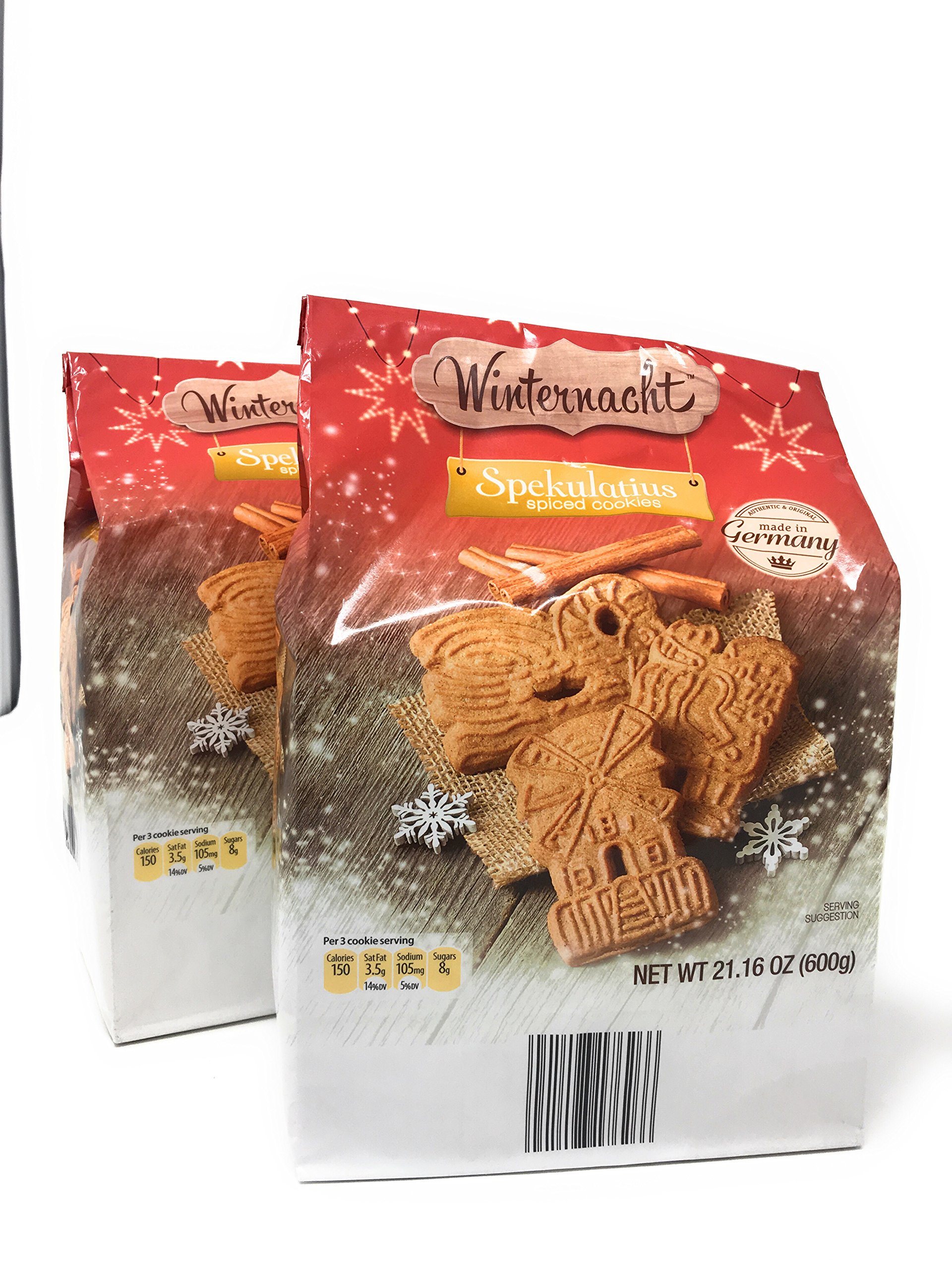 Spiced Cookies, Spekulatius Authentic German Holiday Cookies by Winternacht 600 grams (pack of 2)