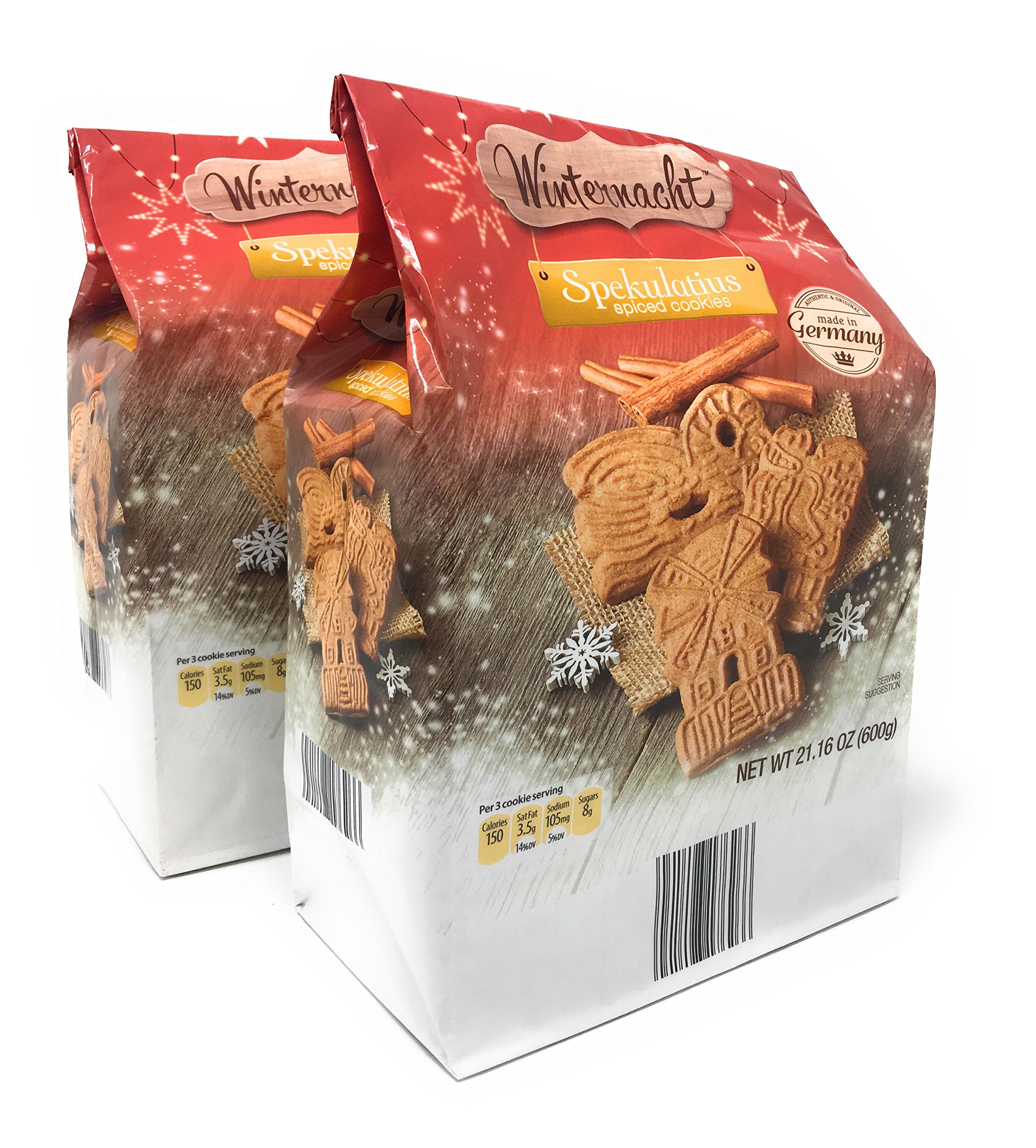 Spiced Cookies, Spekulatius Authentic German Holiday Cookies by Winternacht 600 grams (pack of 2)