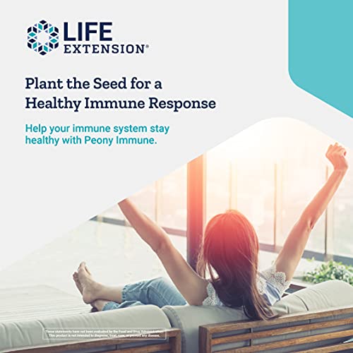 Life Extension Peony Immune - White Peony Root-Extract Supplement for Healthy Immune Support and Cell Balance - Non-GMO, Gluten-Free, Vegetarian - 60 Capsules
