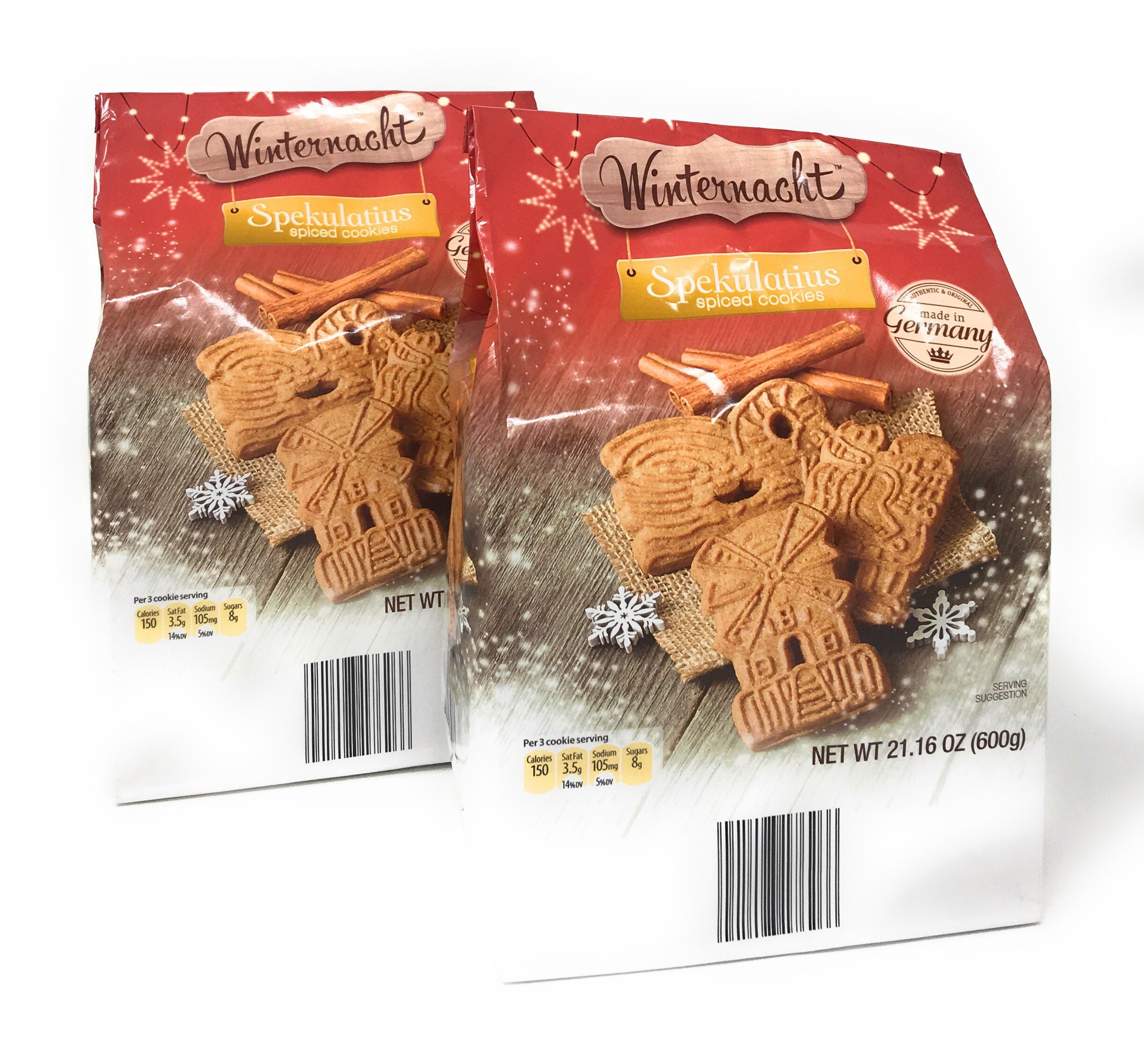 Spiced Cookies, Spekulatius Authentic German Holiday Cookies by Winternacht 600 grams (pack of 2)