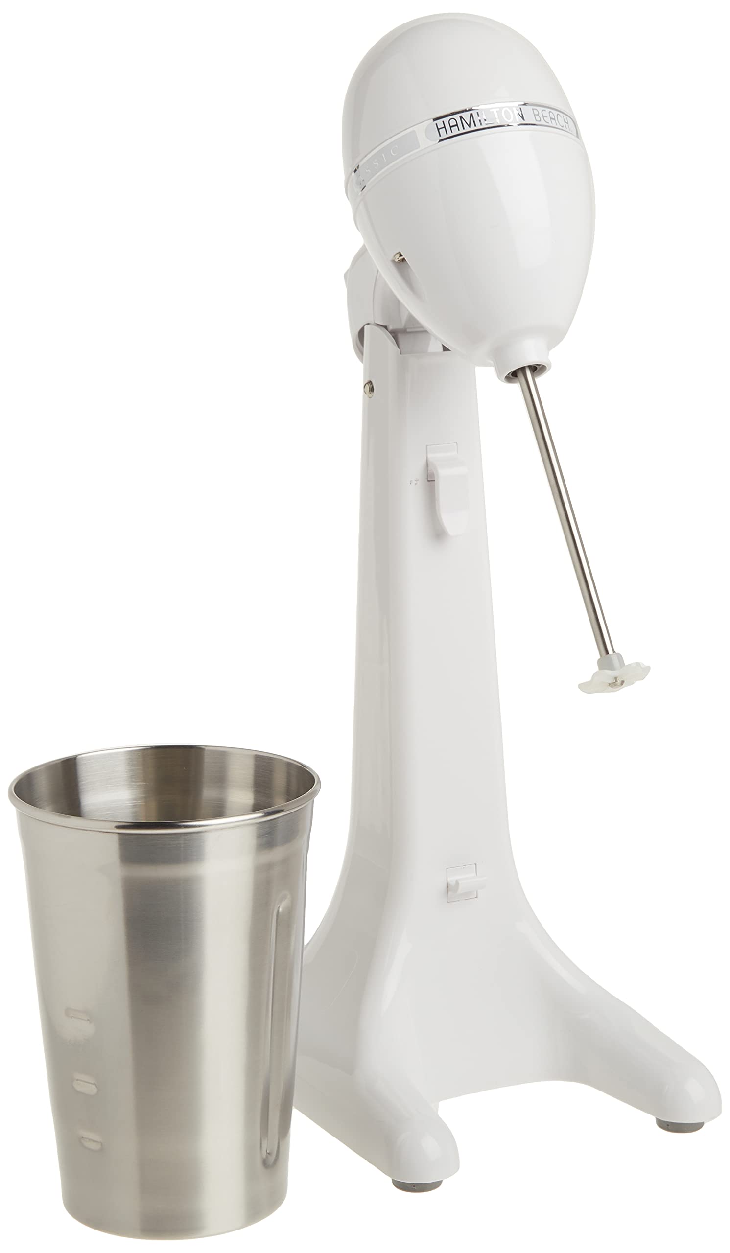 Hamilton Beach 727B DrinkMaster Electric Drink Mixer, Restaurant-Quality Retro Milkshake Maker & Milk Frother, 2 Speeds, Extra-Large 28 oz. Stainless Steel Cup, White
