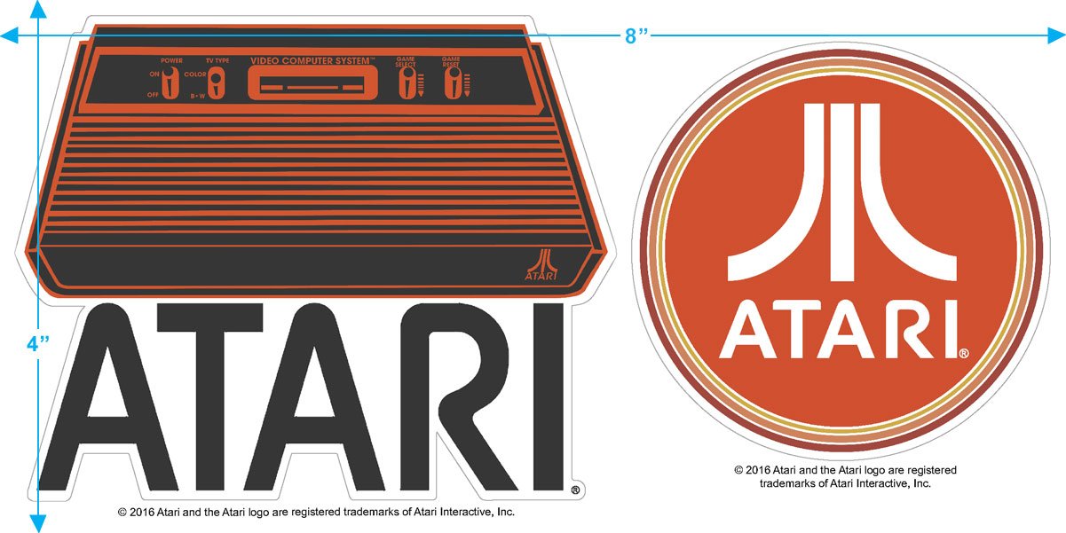 Popfunk Atari Video Game Console Retro Logo Kids Youth Pullover Hoodie & Stickers (Medium)