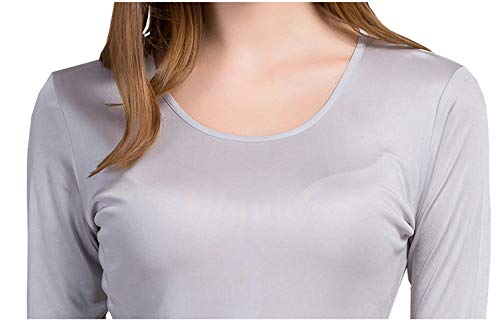Grenasasilk Women's Silk Thermal Underwear Sets | Silk Long Johns | silk Long Underwear(M, Silver grey)
