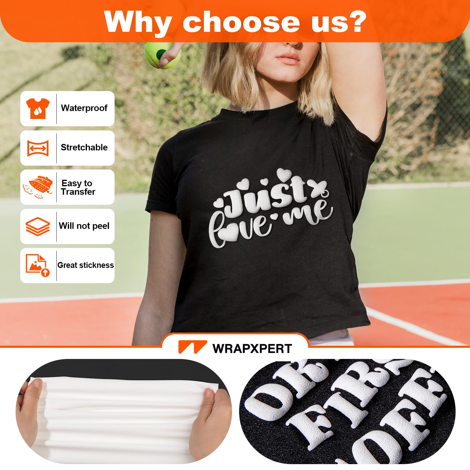 WRAPXPERT Puff Vinyl Heat Transfer White 3D Puffy HTV Iron on Vinyl for Tshirts,Easy Cut/Weed Foaming HTV for Heat Press,Clothing,10"x5ft