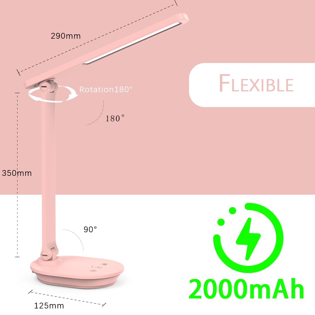AQINGLING LED Desk Lamp with USB Charging Port Nightlight, Eye-Caring Desk Lights for Home Office, 5 Modes Dimmable, Auto Timer, Black