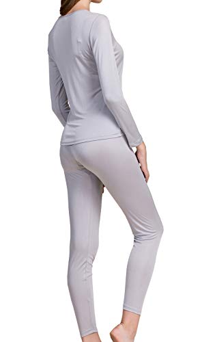 Grenasasilk Women's Silk Thermal Underwear Sets | Silk Long Johns | silk Long Underwear(M, Silver grey)
