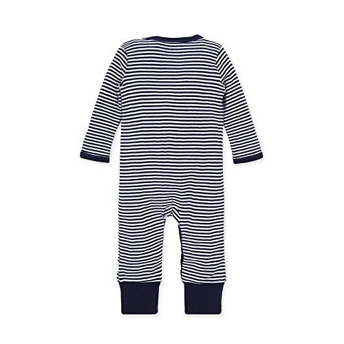 Burt's Bees Baby baby boys Romper Jumpsuit, 100% Organic Cotton One-piece Coverall and Toddler Footie, Navy Classic Stripe, 6-9 Months US