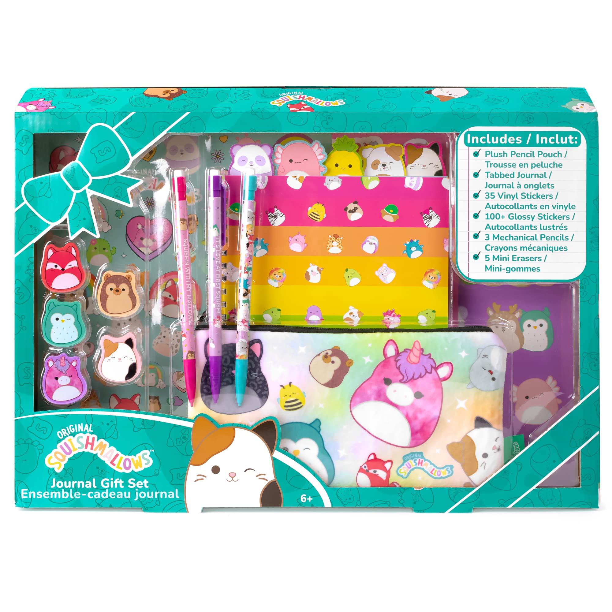 Fashion Angels Squishmallows Journal Gift Set - Includes Journal, Pencil Pouch, Squishmallows Stickers, Erasers, and 3 Mechanical Pencils - Join The Squish Squad - Cute Stationery Set - Ages 6 and Up