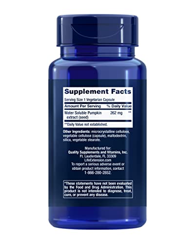 Life Extension Water Soluble Pumpkin Seed Extract - Supplement For Bladder and Urinary Health - Non-GMO, Gluten-Free, Vegetarian - 60 Capsules