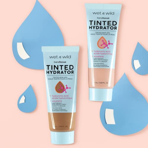 Wet n Wild Bare Focus Tinted Hydrator Matte Finish, Medium Tan, Oil-Free, Moisturizing Makeup | Hyaluronic Acid | Sheer To Medium Coverage