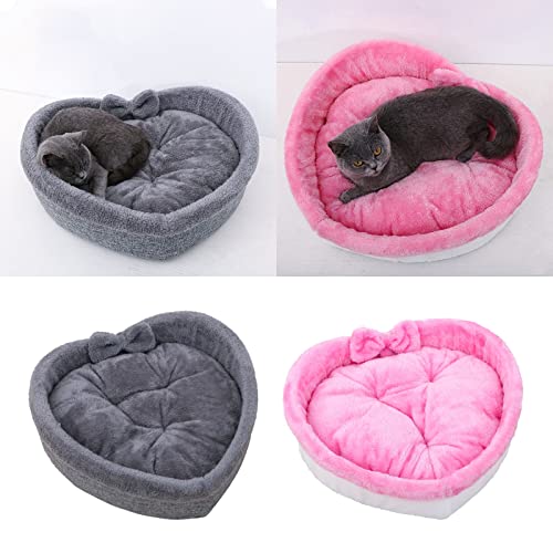 WE-POLUJ Cat Bed - Heart-Shaped Pet Bed for Cats or Small Dogs, Anti-Slip Bottom, Washable Self Warming Autumn Winter Indoor Sleeping Bed