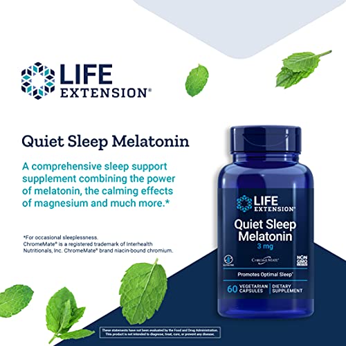 Life Extension Quiet Sleep Melatonin β Immediate-Release Melatonin Supplement with Vitamin C, B12 and Inositol β For Restful Sleep & Hormone Balance - Gluten-Free, Non-GMO β 60 Capsules