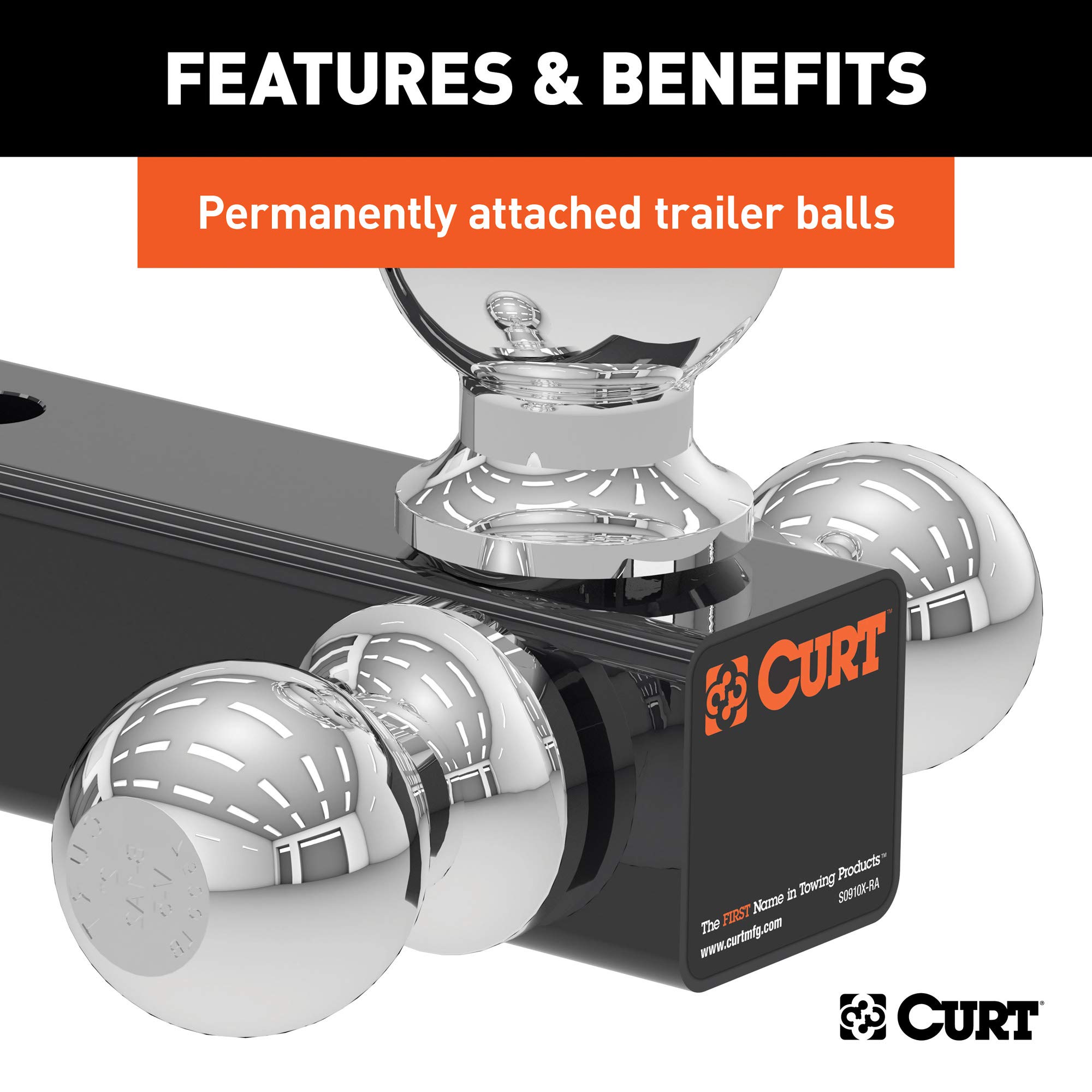 CURT 45800 Replacement Adjustable Trailer Hitch Ball Mount Head with 3 Balls for CURT #45799