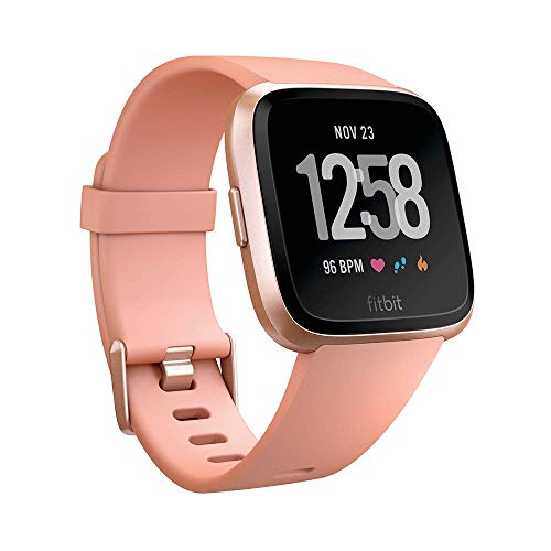 Fitbit Versa Smart Watch, Peach/Rose Gold Aluminium, One Size (S & L Bands Included) (Renewed)