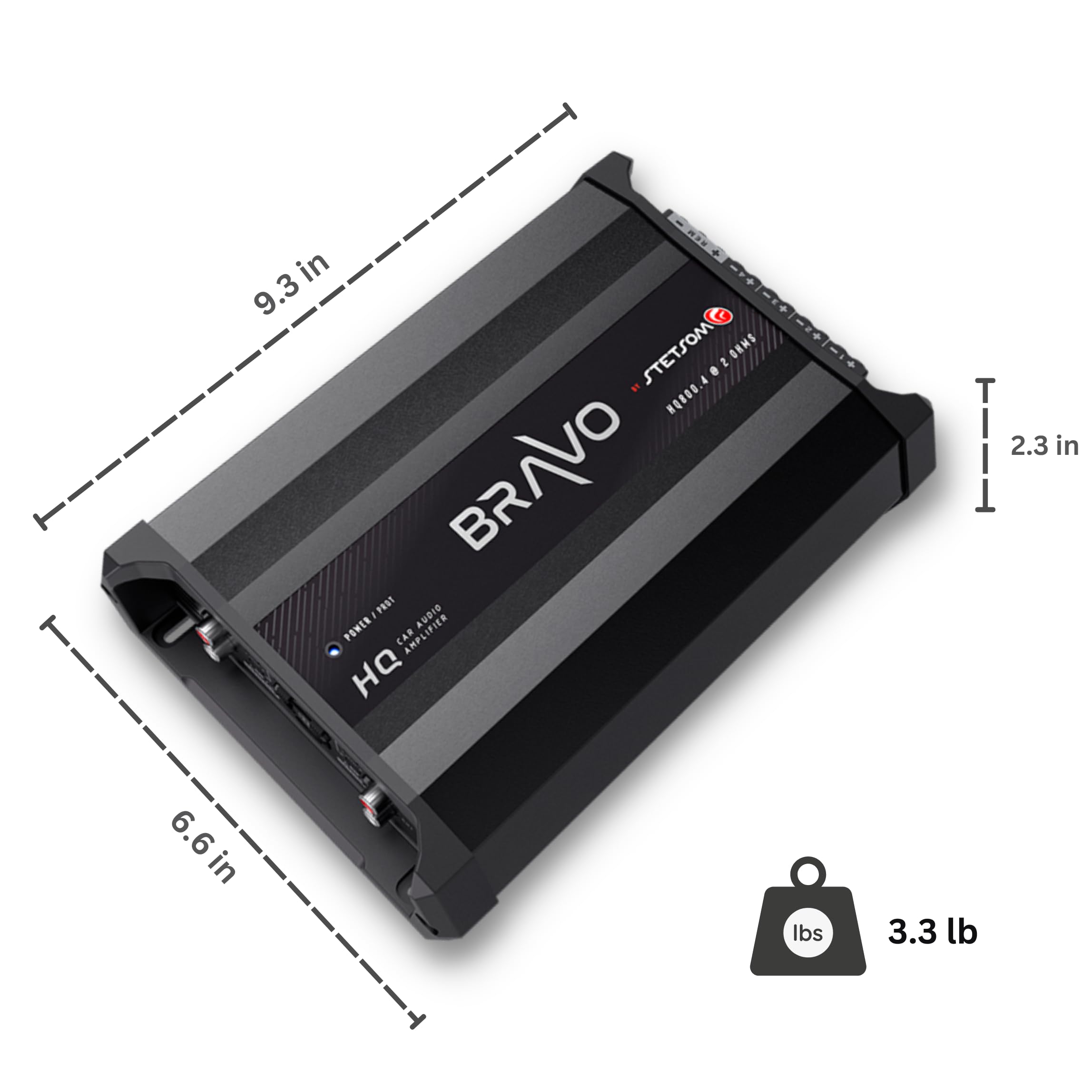 Stetsom Bravo HQ 800.4 Multichannel Car Audio Digital Amp - 2 Ohms Stable, 800 Watts RMS, 4 Independent Channels, Variable Crossover, Full Range, Car Stereo ds Bridge Speakers 800x4, RCA & High Input