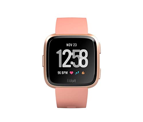 Fitbit Versa Smart Watch, Peach/Rose Gold Aluminium, One Size (S & L Bands Included) (Renewed)