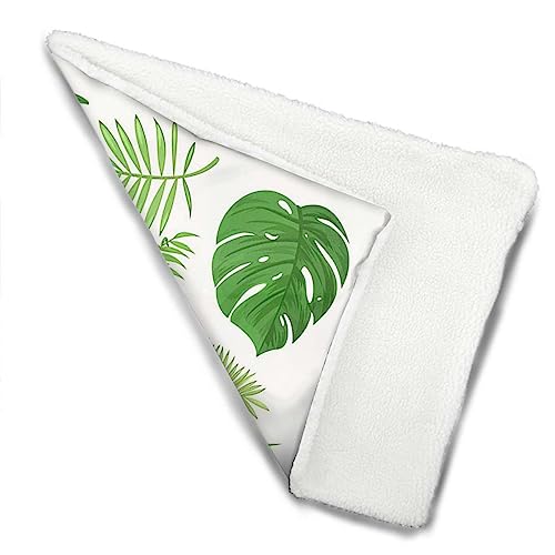 Pale Green Non-Electric Pet Warming Pad Leaf Nature Jungle Forest Super Soft Plush Dog Crate Pad for Travel or Home Party Theme 14" x 18"
