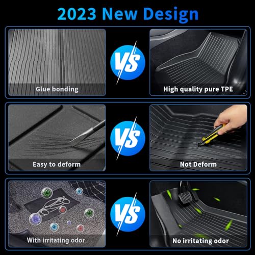 MIRAIDON Floor Mats for Tesla Model Y 2024-2020 with Cargo Liner, Deep Dish All Weather Floor Mats with TPE Cargo Trunk Accessories, Custom Floor Mats for Tesla Model Y (Set of 6, No Fit 7-Seat)
