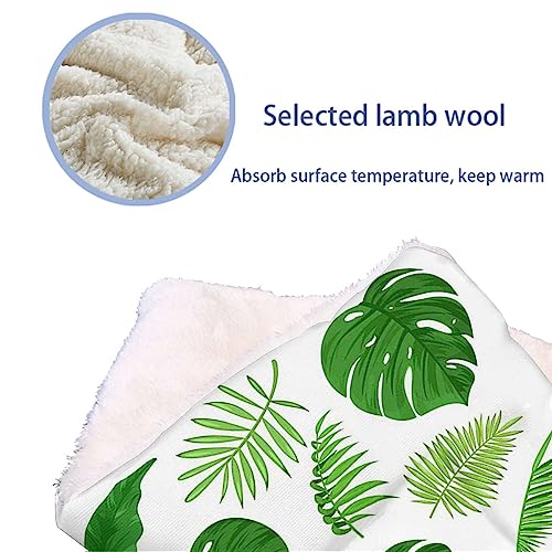 Pale Green Non-Electric Pet Warming Pad Leaf Nature Jungle Forest Super Soft Plush Dog Crate Pad for Travel or Home Party Theme 14" x 18"