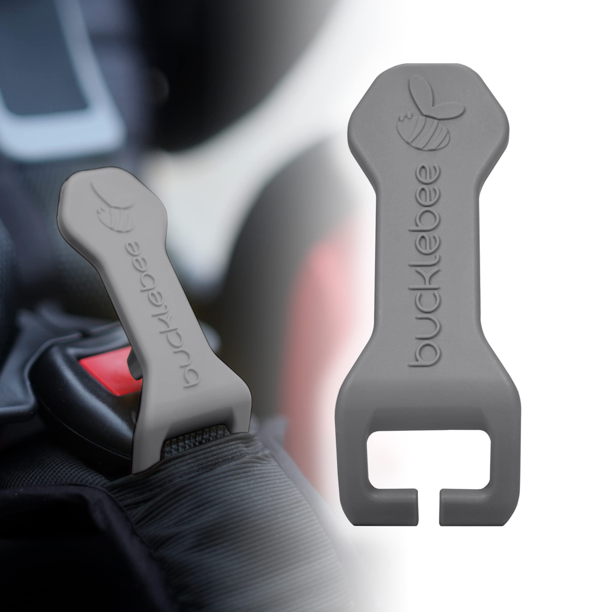 Bucklebee Easy Car Seat Buckle Release Aid for Children Unbuckle Car Seat Release Tool - Car Seat Button Pusher - Car Seat Opener for Nails - Car Seat Buckle Release Tool (1 Pack Gray)