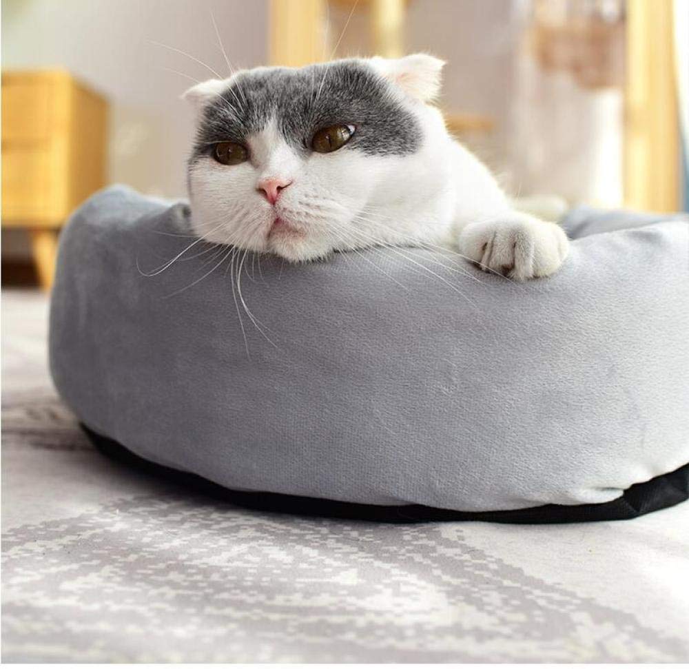 Bed Cat Bed Round Winter Warm Dog Cat Bed Plus Velvet Sleeping Pad Cat Supplies Kennel Removable Mat 1Pcs M