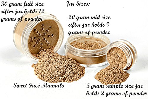4pc FULL SIZE KIT w/KABUKI Mineral Makeup Matte Loose Powder Bare Face Cosmetics Full Coverage Long Lasting All Skin Types SPF 18 (WARM Neutral Shade-Most Popular)