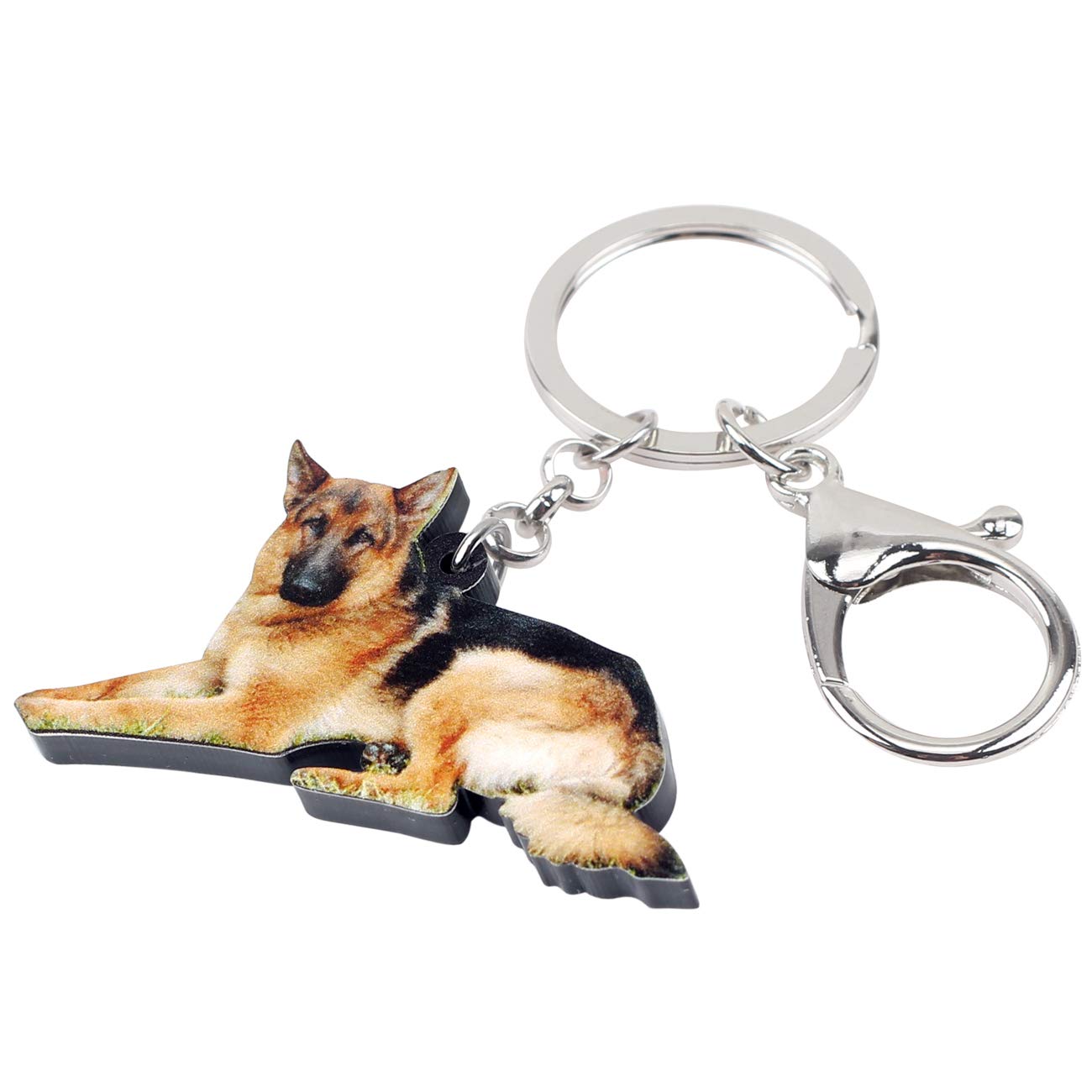 NEWEI Acrylic German Shepherd Dog Keychains Animal Purse Car Accessories For Women Girls Charms Pets Gift