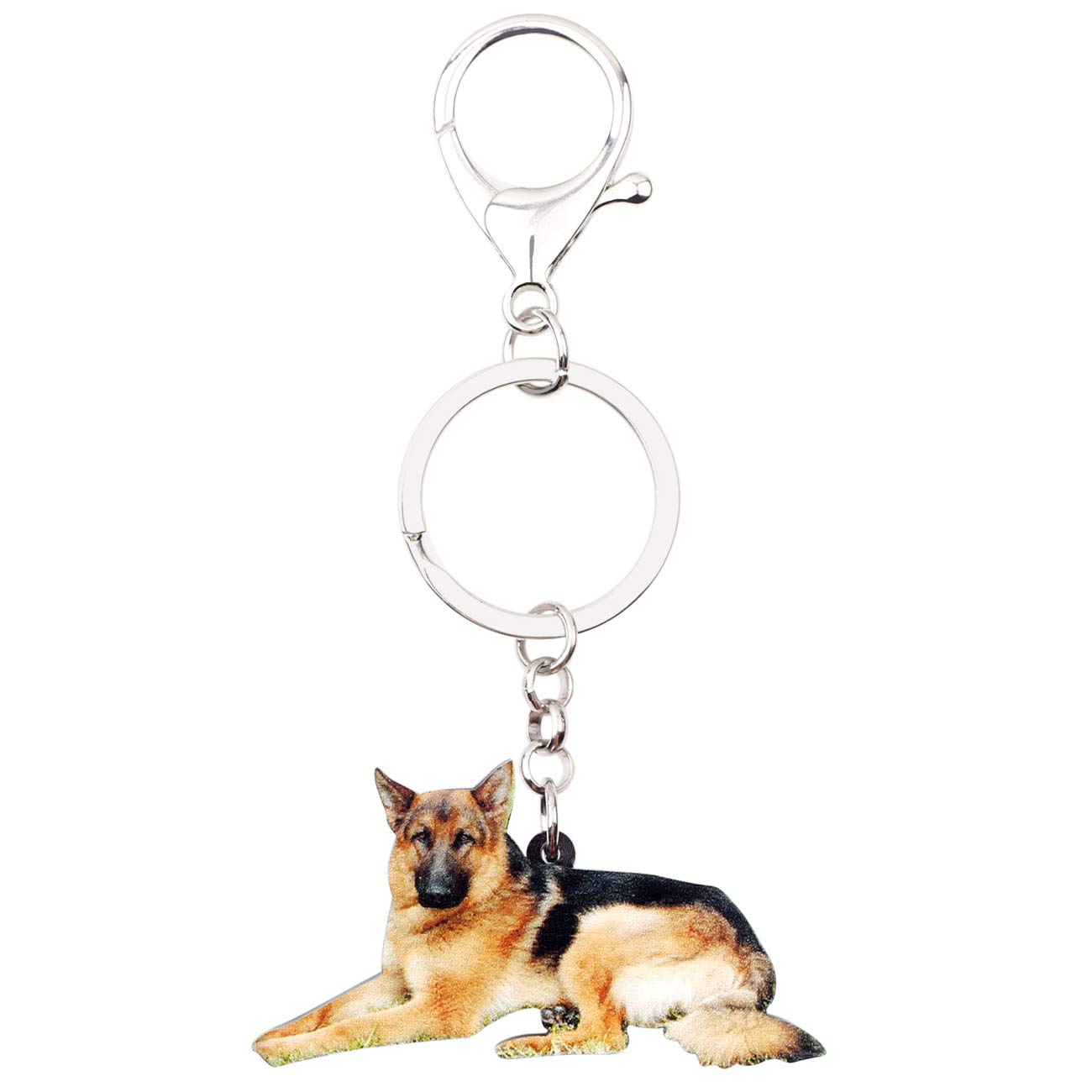 NEWEI Acrylic German Shepherd Dog Keychains Animal Purse Car Accessories For Women Girls Charms Pets Gift