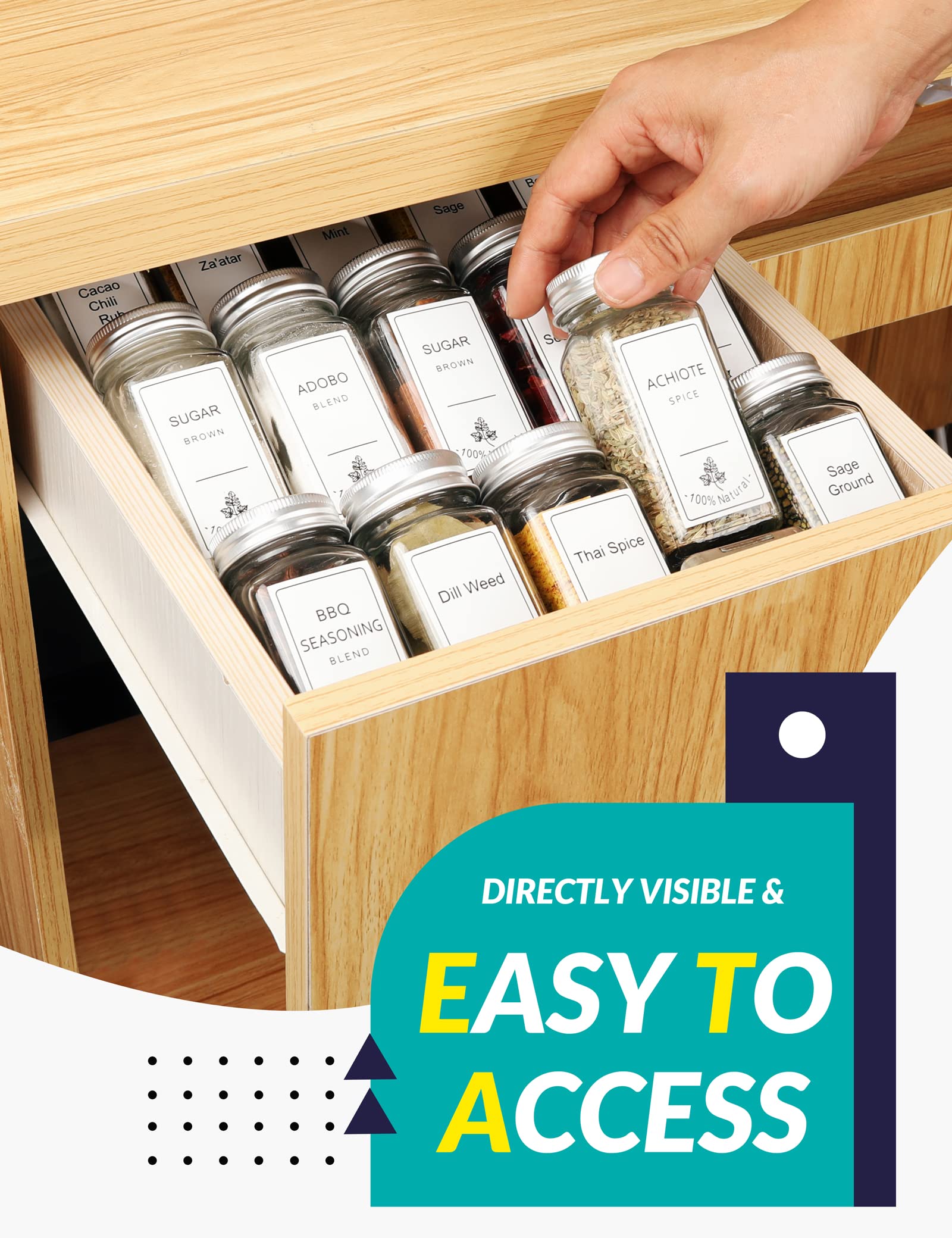 LaVie Home Expandable Spice Tray for 9" to 17" Wide Drawer, 6pcs Combinable Clear Racks (3 or 6 Tiers), Up to Store 30 Seasoning Jars, for Small/ Narrow Cabinet Drawer