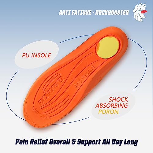 ROCKROOSTER 3 Pairs Memory Foam Anti-Fatigue Insoles for Work Boots, Heavy Duty Support Inserts for Men & Women, Arch Support, Distributes Foot Pressure, Slow Rebound, Standing All Day (RC930-M)