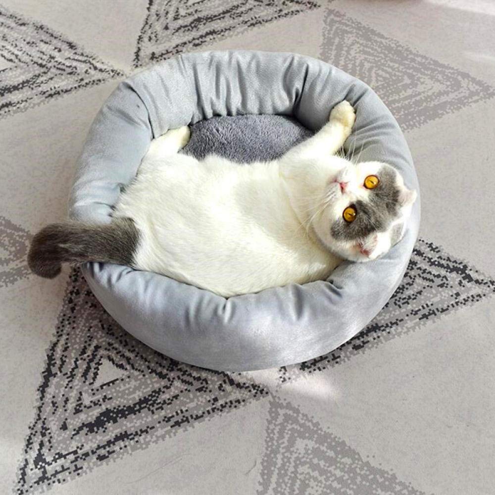 Bed Cat Bed Round Winter Warm Dog Cat Bed Plus Velvet Sleeping Pad Cat Supplies Kennel Removable Mat 1Pcs M