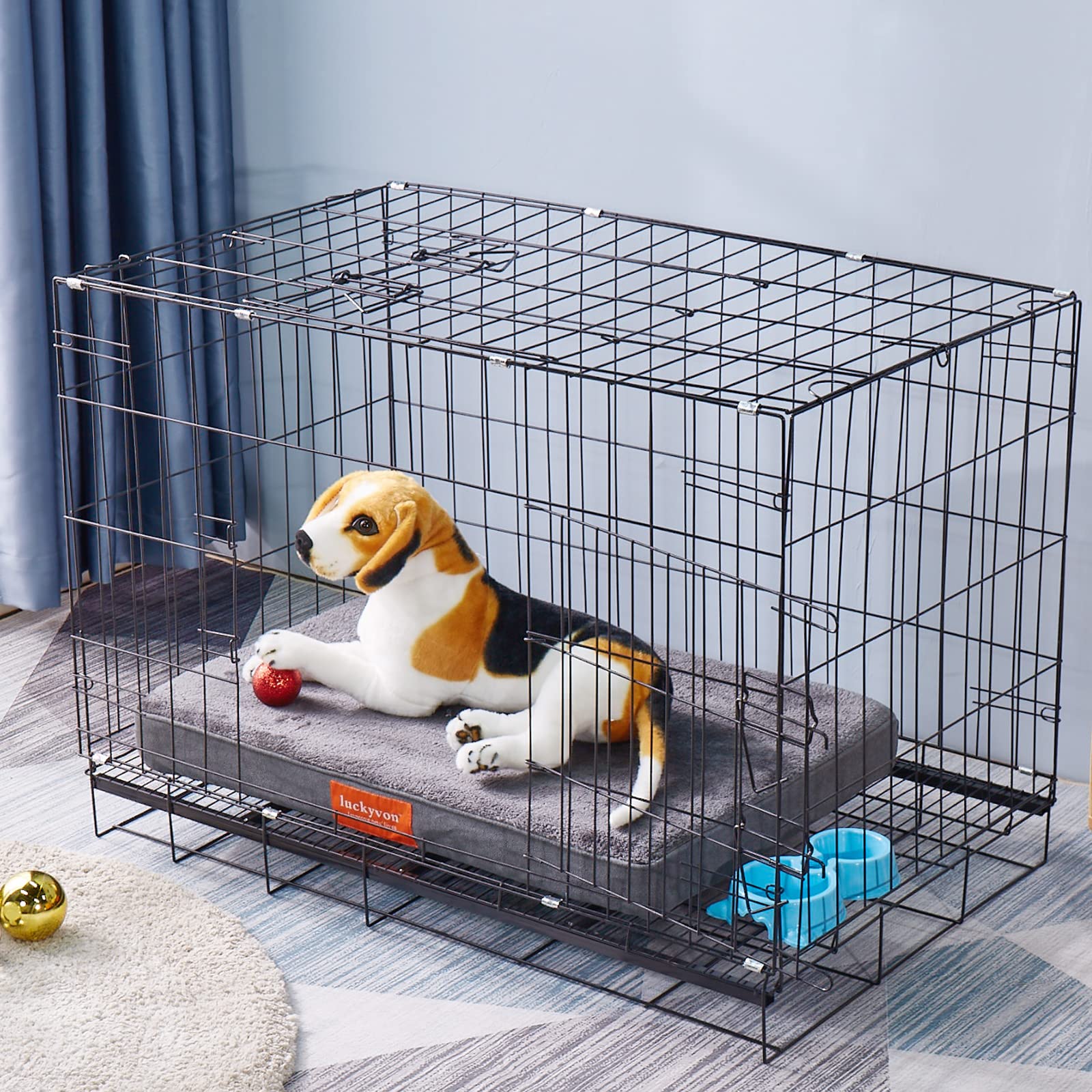 luckyvo Dog Bed Mat for Large Dogs, Orthopedic Gel Memory Foam, Waterproof, Removable Cover, 35x22x3 inches, Grey