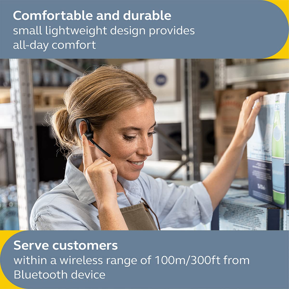 Jabra Perform 45 Ear Hook Mono Bluetooth Headset - Advanced Ultra-Noise-Cancelling Microphone, Push-to-Talk Functionality, Face2Face Mode and Discreet Design - Black
