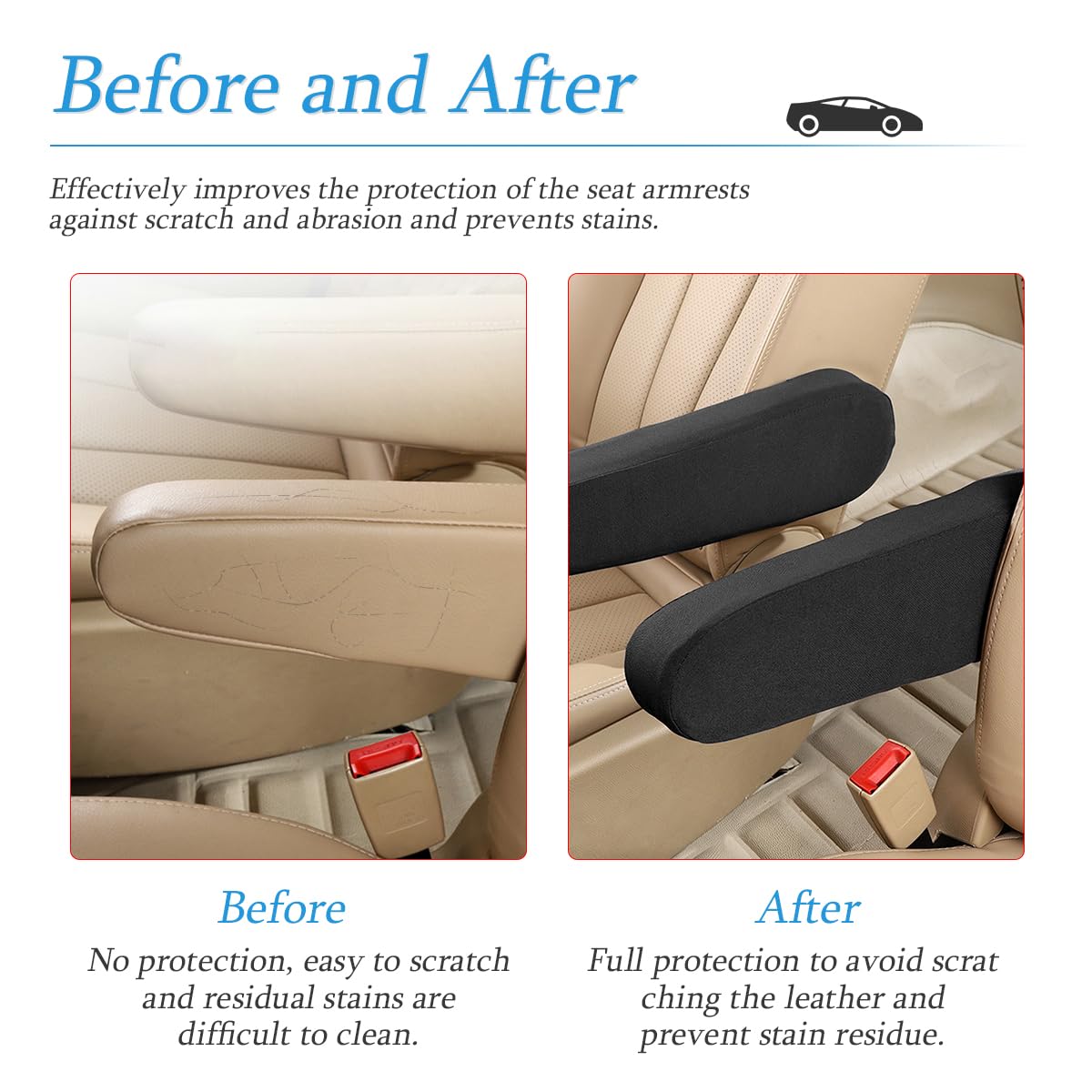 AUCELI 2 Pcs Car Front Seat Armrest Covers, Cloth Fabric Armrest Protectors, Direct Replacement Center Console Lid Armrest Cover Skin, Universal Accessories for Car, SUV, Truck and Van