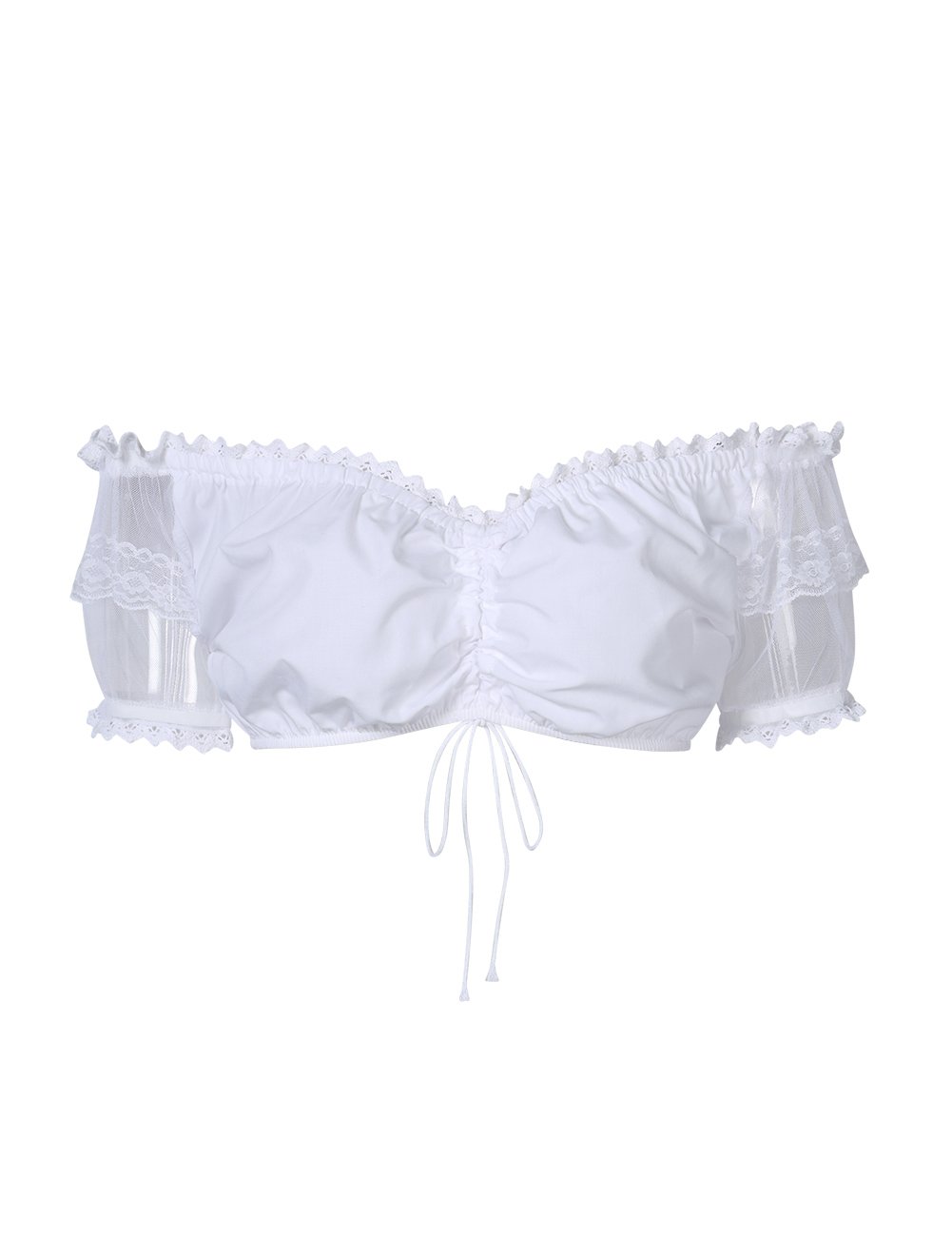 Clearlove Women's Oktoberfest Shirt German Lace Dirndl Blouse Wrap Crop Top (White-3,L)