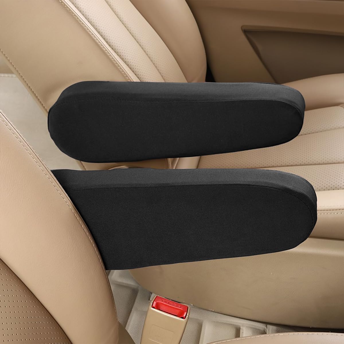 AUCELI 2 Pcs Car Front Seat Armrest Covers, Cloth Fabric Armrest Protectors, Direct Replacement Center Console Lid Armrest Cover Skin, Universal Accessories for Car, SUV, Truck and Van