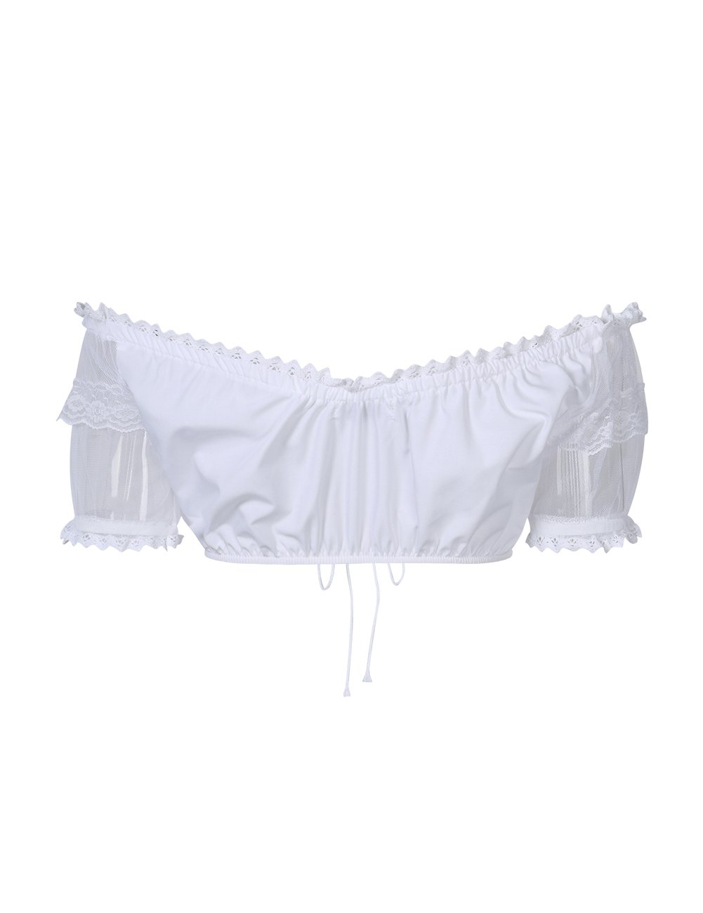 Clearlove Women's Oktoberfest Shirt German Lace Dirndl Blouse Wrap Crop Top (White-3,L)