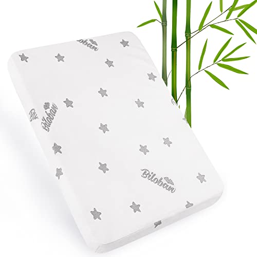 Crib Mattress Topper Memory Foam 2-Inch Fit Standard Crib/Toddler Bed Mattress with Removable Bamboo Crib Mattress Pad Topper Cover Protector Machine Wash & Non-Slip | 52“x 27“