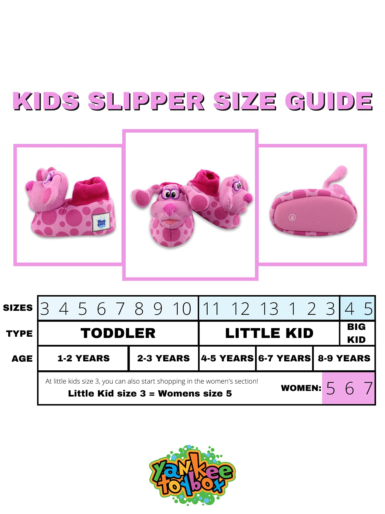 Blue's Clues & You Magenta Toddler Plush 3D Sock Top Slippers (5-6 M US Toddler, Magenta)