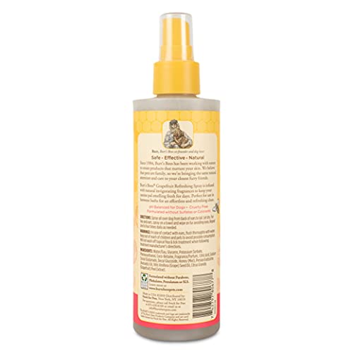 Burt's Bees for Dogs Refreshing Spray with Natural Grapefruit Fragrance Natural Dog Deodorizing Spray, pH Balanced for Dogs, Sulfate & Paraben Free, Made in The USA, 8 oz