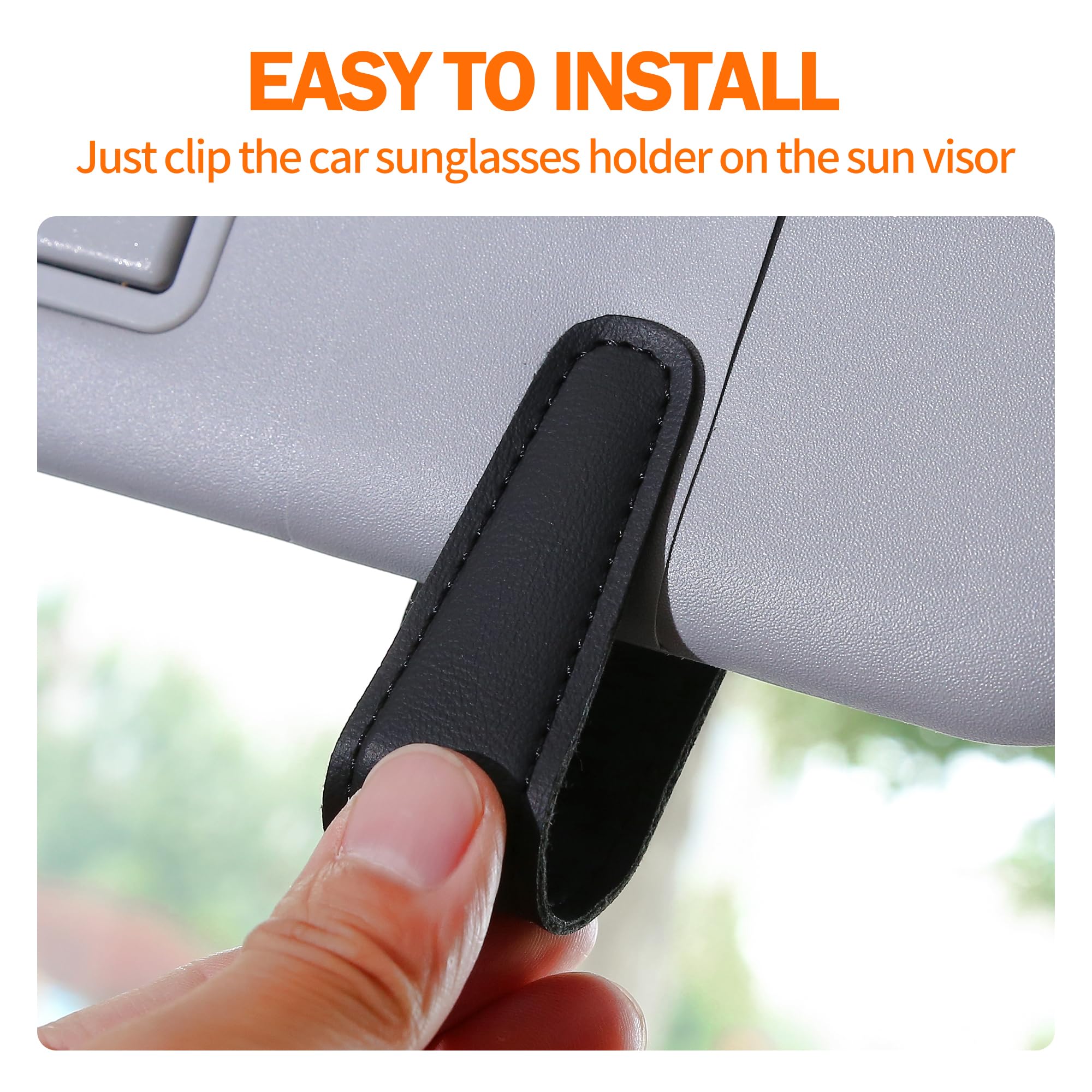 Sunglasses Holders for Car Sun Visor, 2pack Magnetic Leather Glasses Eyeglass Hanger Clip for Car, Visor Sunglasses Holder Clip Car Accessories for Truck