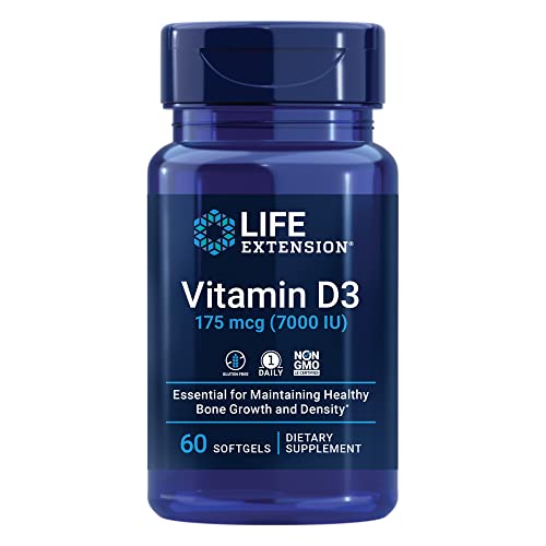 Life Extension Vitamin D3 175 Mcg (7000 Iu) – Promotes Bone Health, Brain Health And Immune Function – Non-gmo – Gluten-free – 1 Daily – 60 Softgels