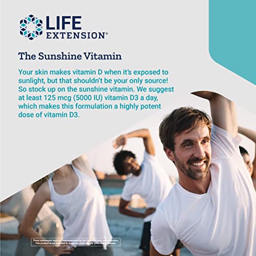 Life Extension Vitamin D3 175 Mcg (7000 Iu) – Promotes Bone Health, Brain Health And Immune Function – Non-gmo – Gluten-free – 1 Daily – 60 Softgels