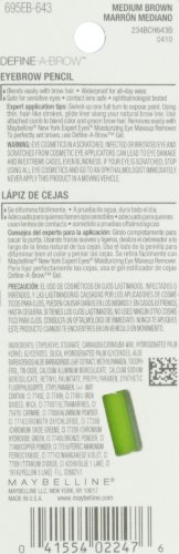 Maybelline New York Define-A-Brow Eyebrow Pencil, 643 Medium Brown, 0.0010 Ounce