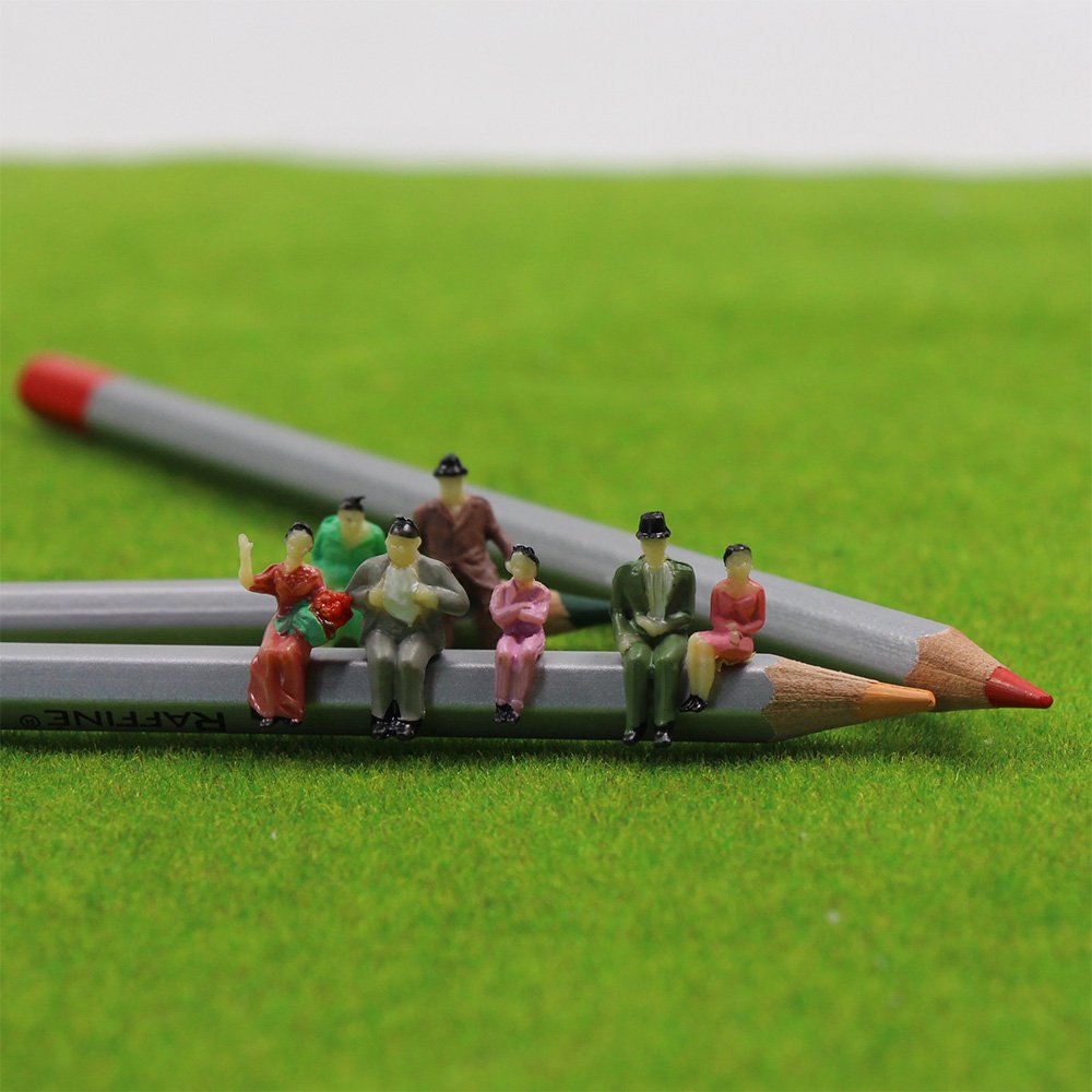 60pcs All Seated 1:87 Painted Figures Passenger HO Scale Sitting People P87S Assorted Poses Model Layout