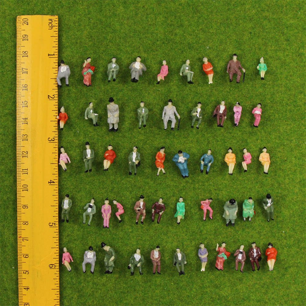 60pcs All Seated 1:87 Painted Figures Passenger HO Scale Sitting People P87S Assorted Poses Model Layout