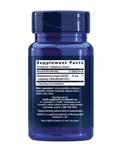 Life Extension Bifido GI Balance - Probiotics Bifidobacterium Longum BB536 (2 Billion CFU) Supplement β Support Healthy Gut & Digestive Health β Gluten-Free, Vegetarian β 60 Capsules