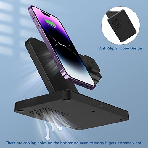 OenFoto 3 in 1 Charging Station Compatible with Fitbit Versa3/ Versa4/Sense/ Sense2β Charging Cable Dock for Versa 3 Smartwatch with Samsung Galaxy S22 Ultra S21 Note 20, AirPods Pro, Galaxy Buds Pro